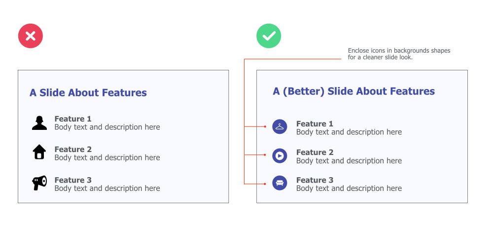 Enclose Icons in Background Shapes - PPTPOP